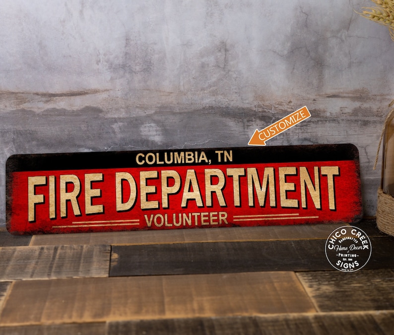 Custom Fire Department Sign Patriotic Fireman Police Thin Red Line Gft ...