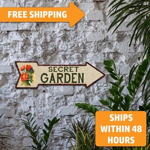 Secret Garden Sign, Secret Garden Arrow Sign, Garden Flowers Decor, She ...