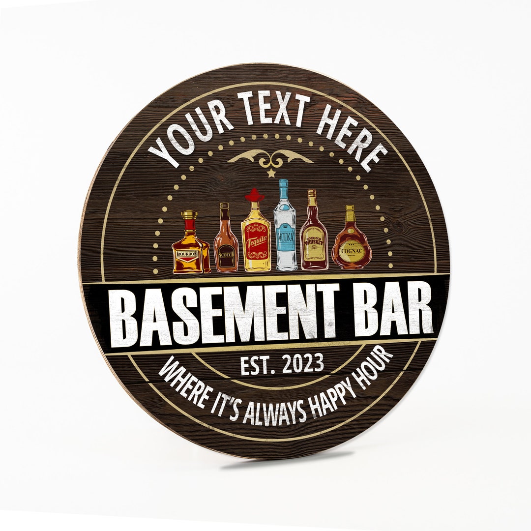 Basement Bar Sign Custom Sign Wood Home Bar Decor Personalized Sign Man ...