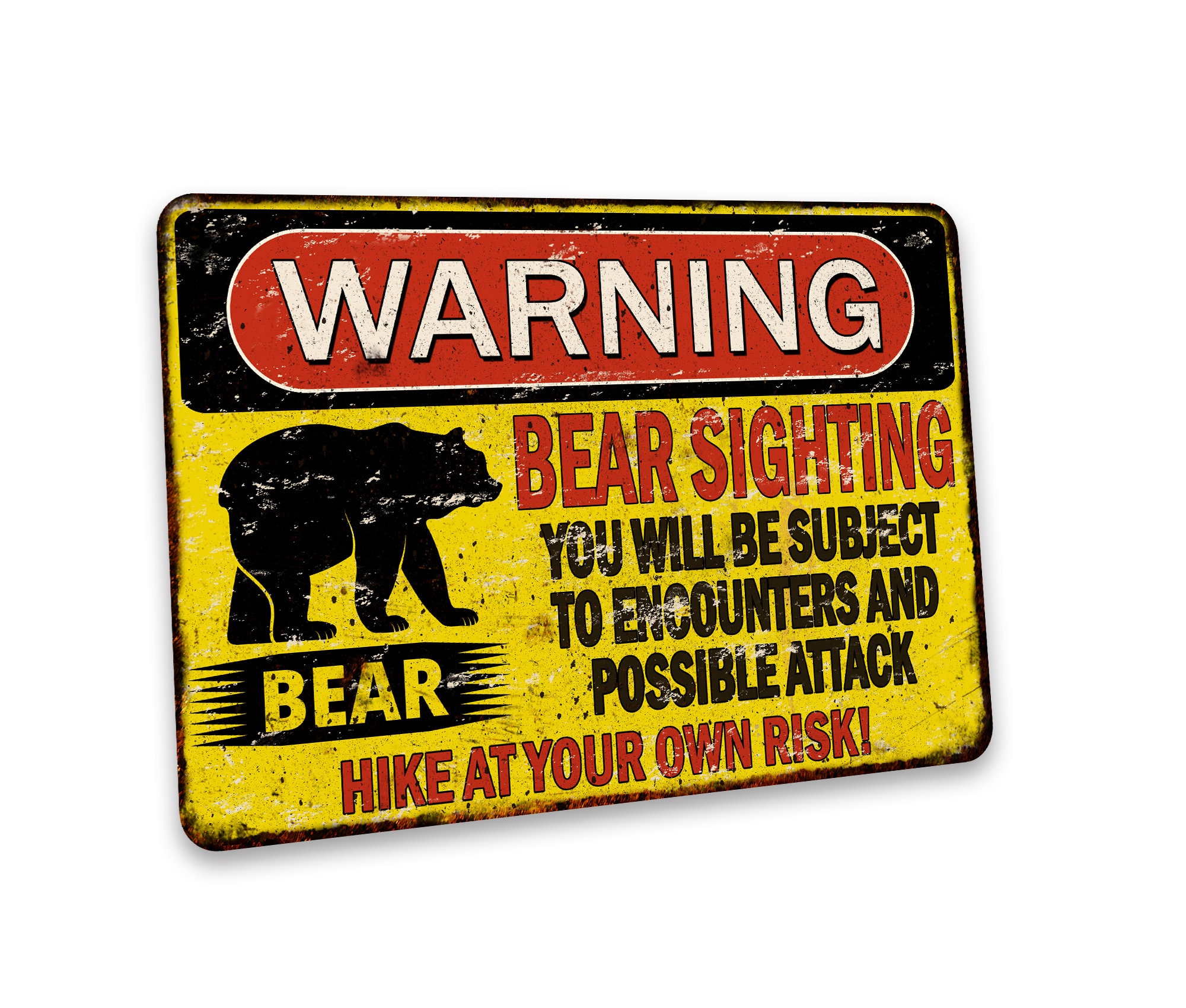 Warning Bear Sighting Sign Grizzly Black Brown Bear Wall Art - Etsy