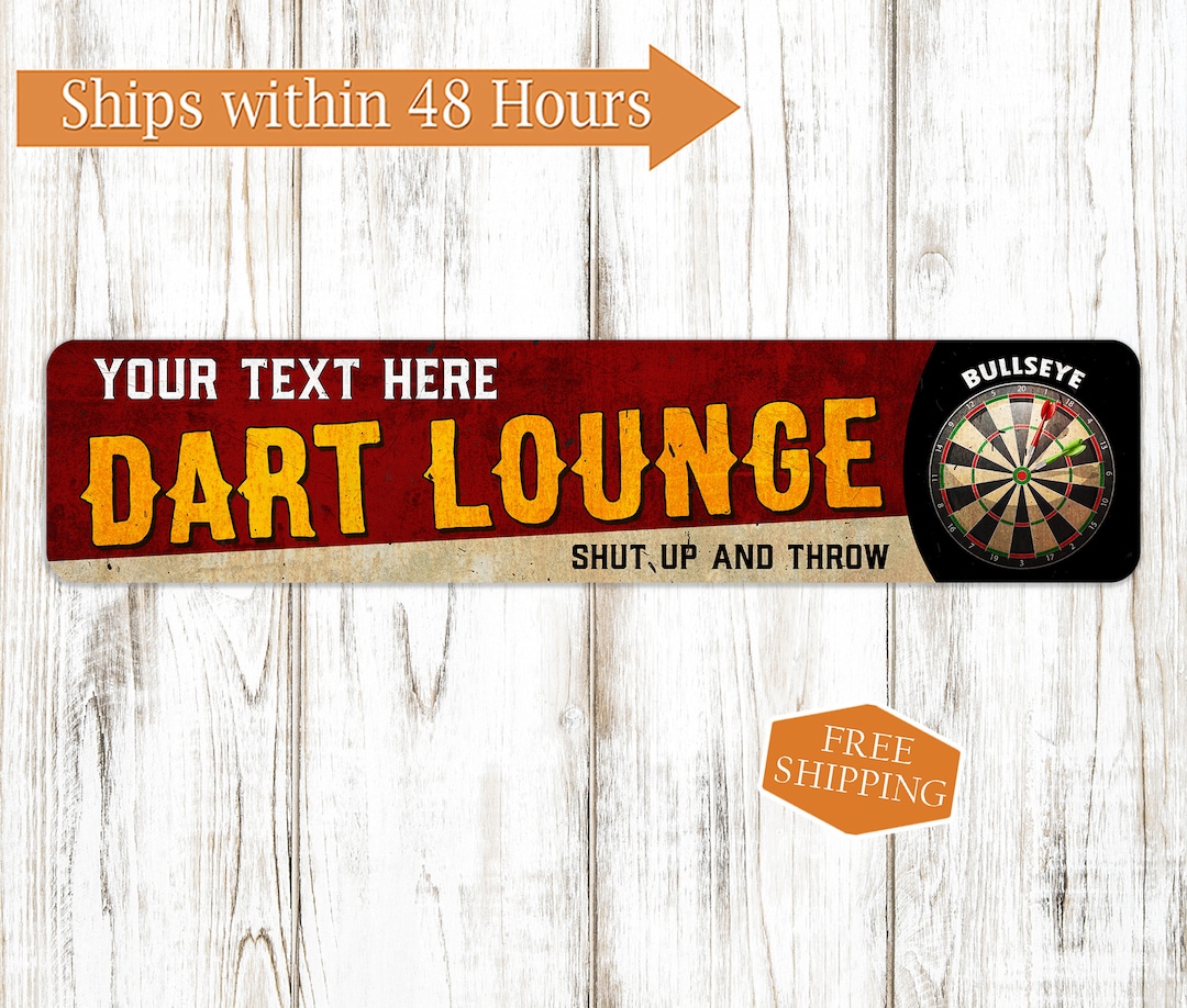 Custom Dart Lounge Sign, Personalized Gift Decor, Dart Board, Metal ...