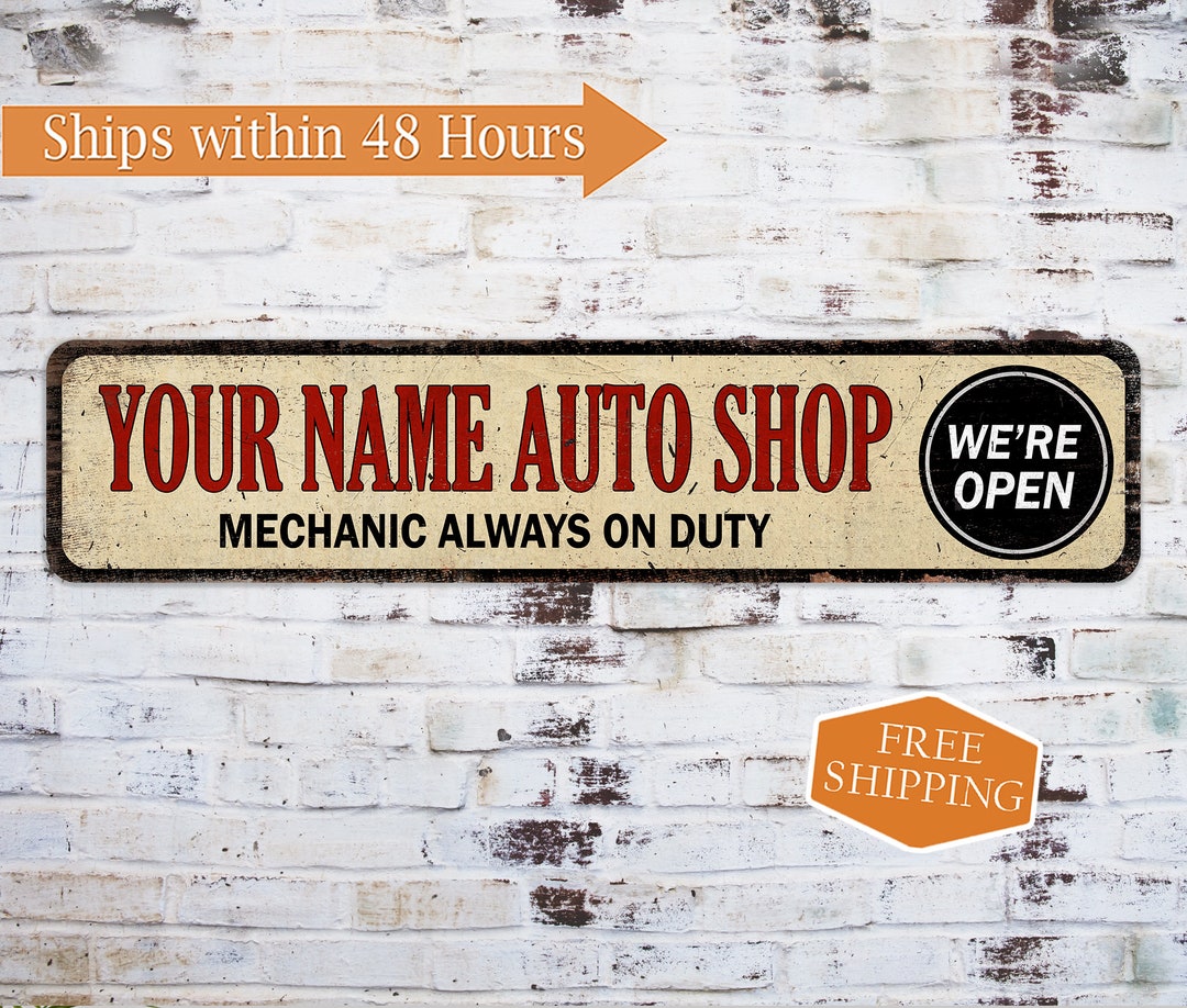 Custom Name Auto Shop Sign, Personalized Gift Decor, Garage, Shop ...