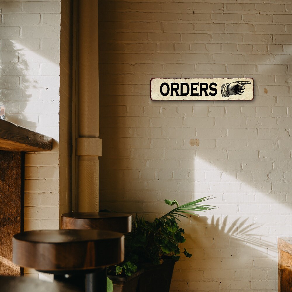 Orders Right Hand Pointer Sign Order Here Vintage Rustic Look Sign ...