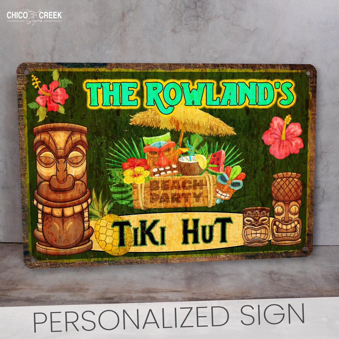 Custom Tiki Hut Sign, Tiki Decor, Gift for Her, Gift for Him, Backyard ...