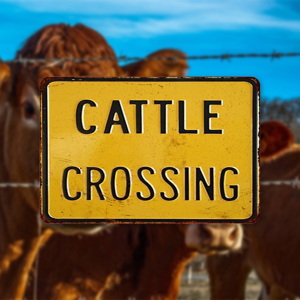Cattle Crossing Sign Vintage Looking Reproduction Farm Sign - Etsy