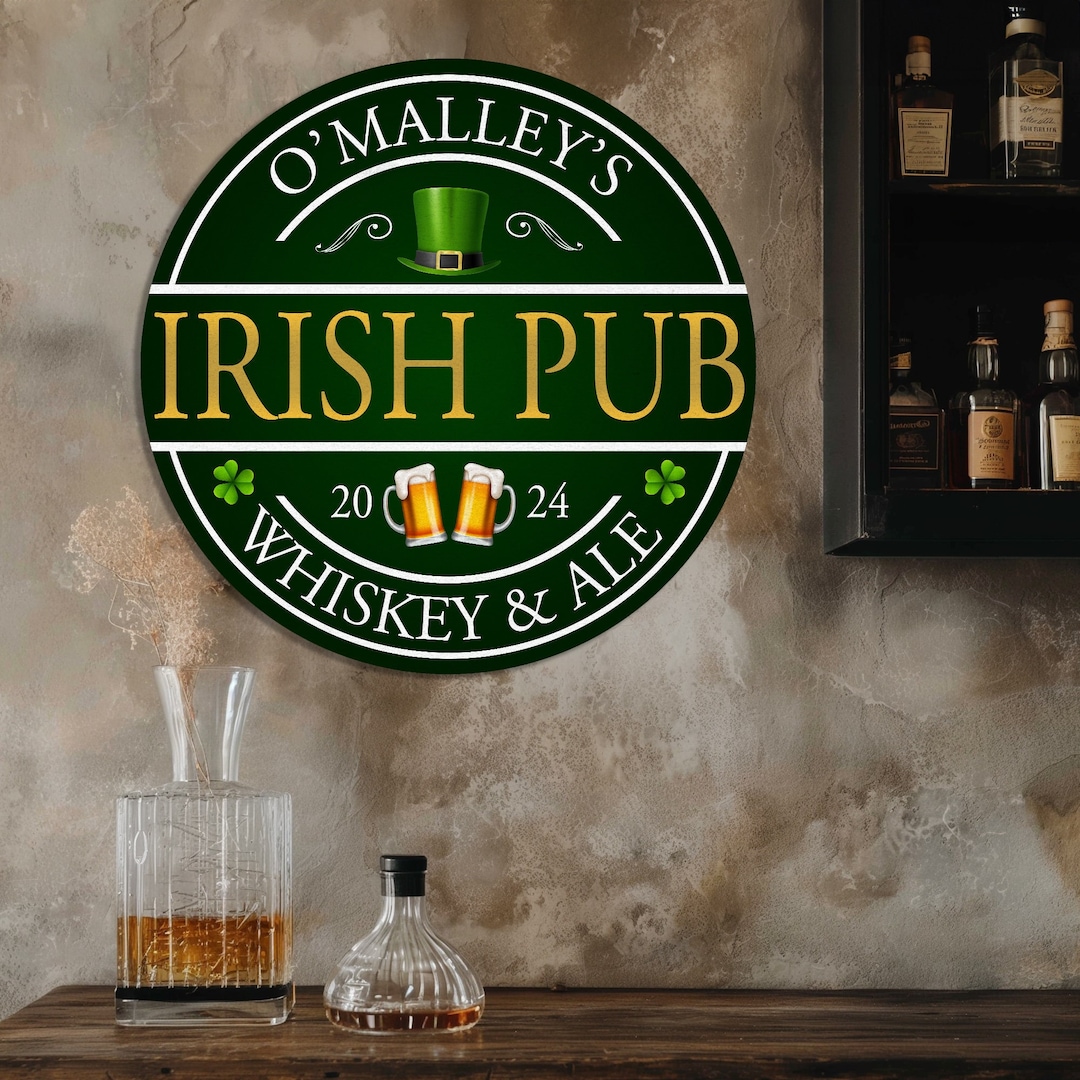 Personalized Irish Pub Sign, Custom Home Bar Decor, Irish Pride Decor ...