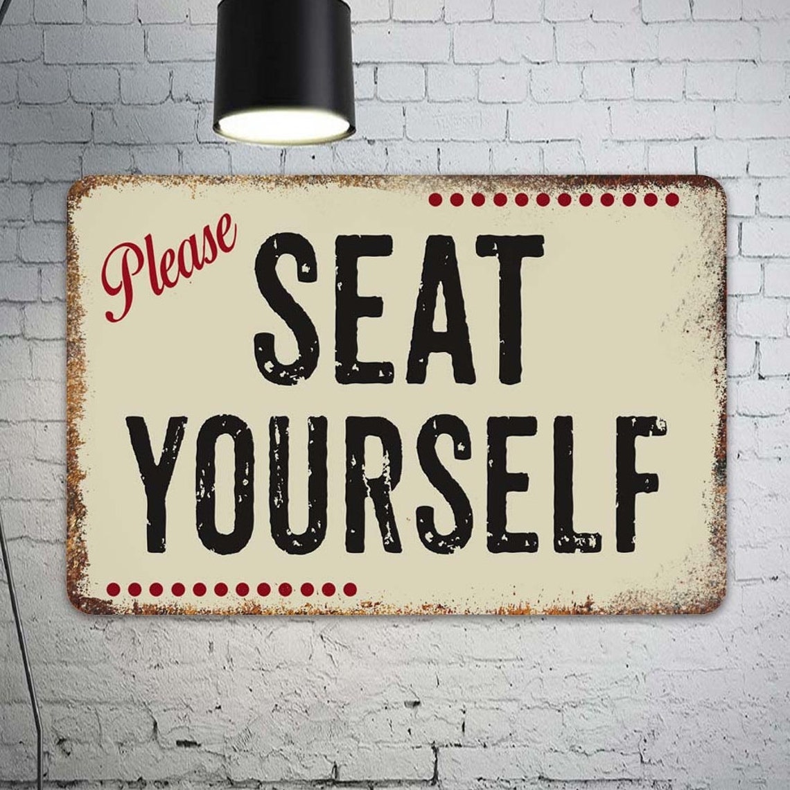 Please Seat Yourself Sign, Restaurant Sign, Diner Wall Decor, Seating ...