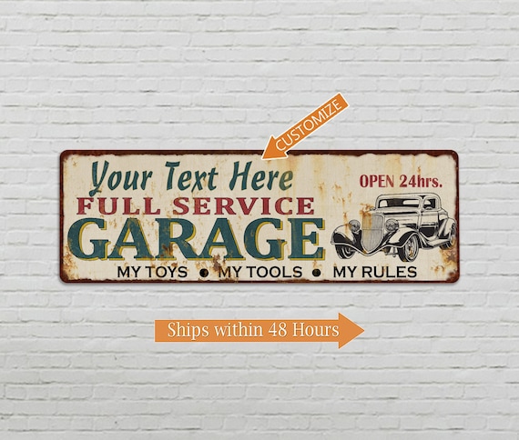 Personalized Garage Sign Custom Name Full Service Auto Shop - Etsy