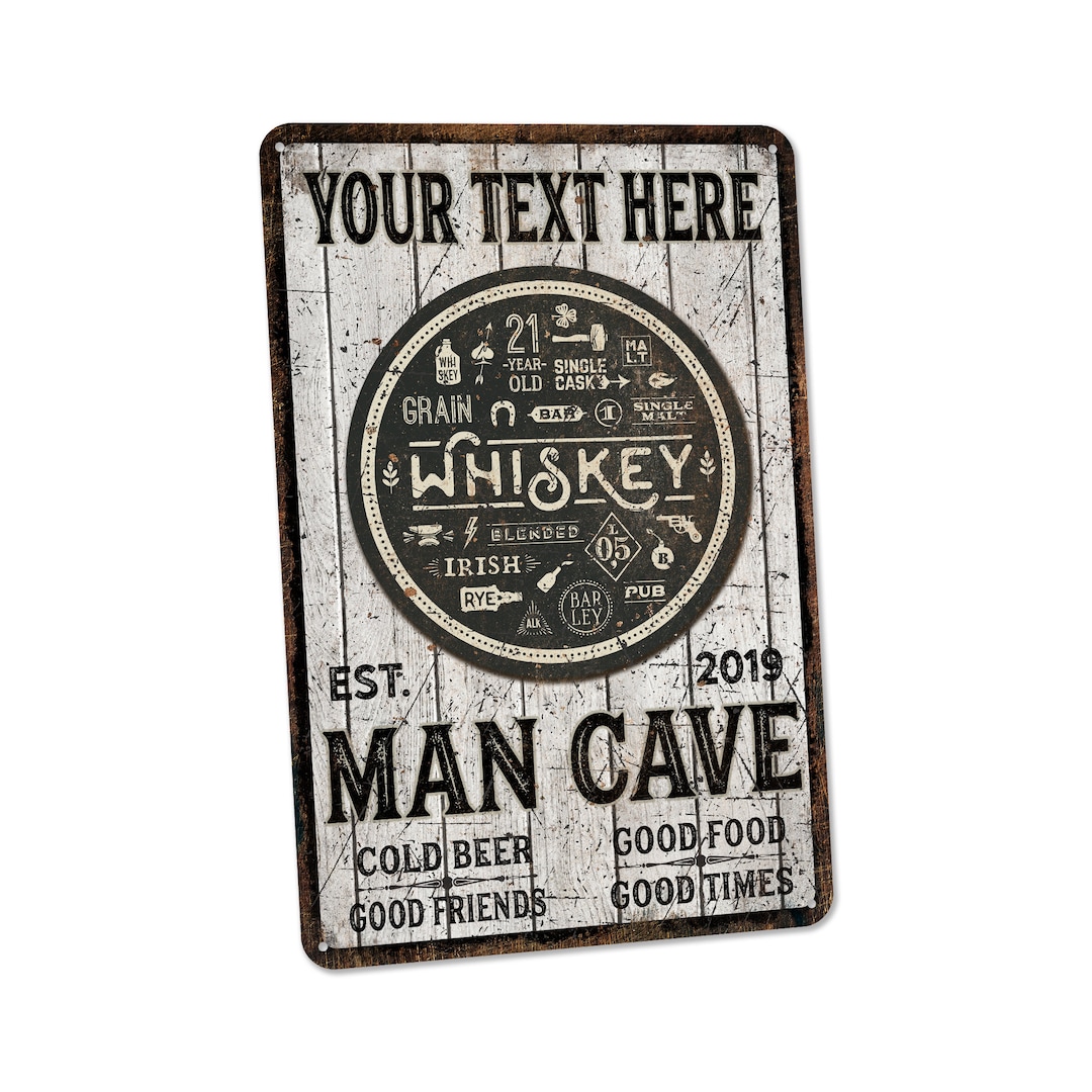 Personalized Man Cave Sign Gift for Him Man Cave Gift Whiskey Bar Sign ...