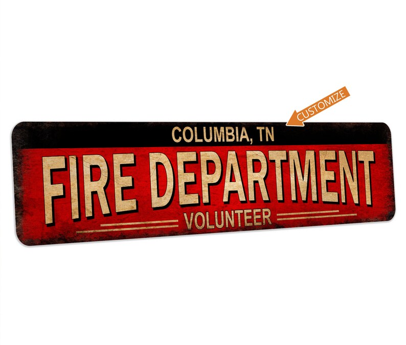 Custom Fire Department Sign Patriotic Fireman Police Thin Red Line Gft ...