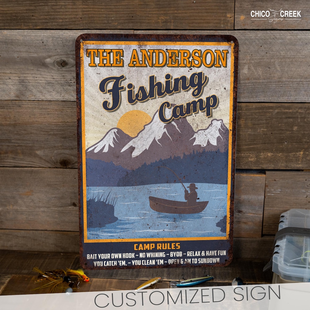 Custom Fishing Sign, Fishing Camp, Fishing Gifts, Gift for Him, Fathers ...