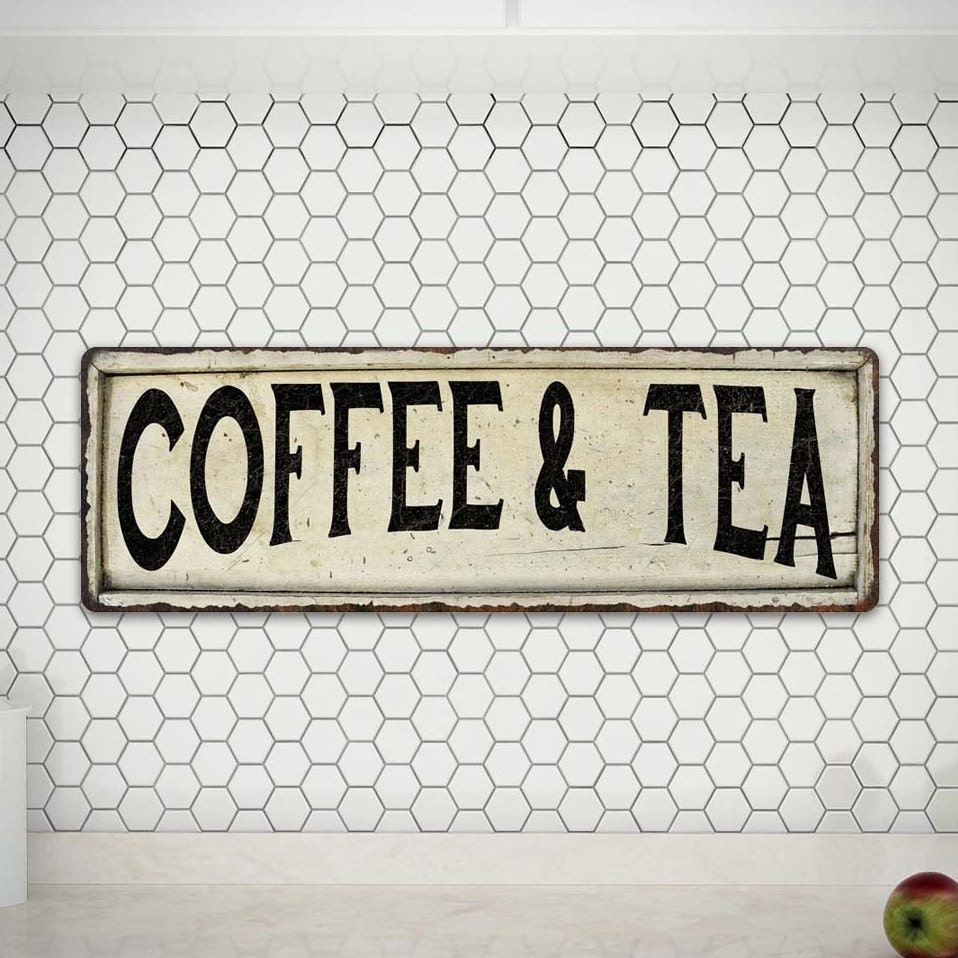 Coffee & Tea Sign Vintage Look Farmhouse Coffee Shop Decor - Etsy
