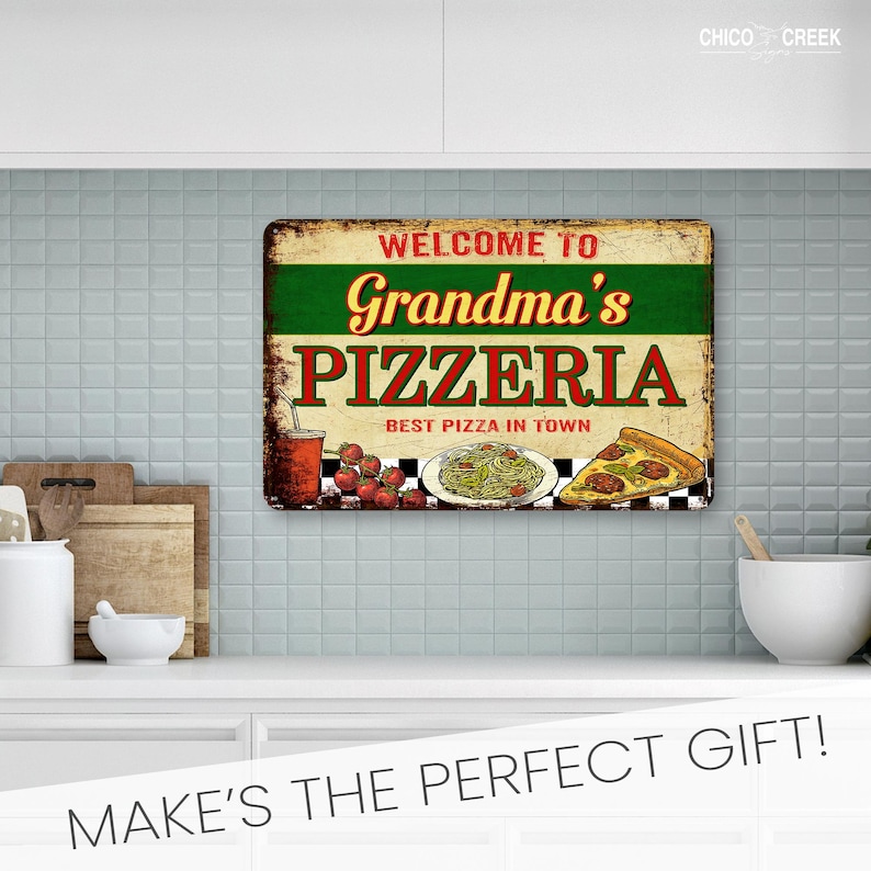 Personalized Pizzeria Sign, Pizza Kitchen Decor, Family Name Sign ...