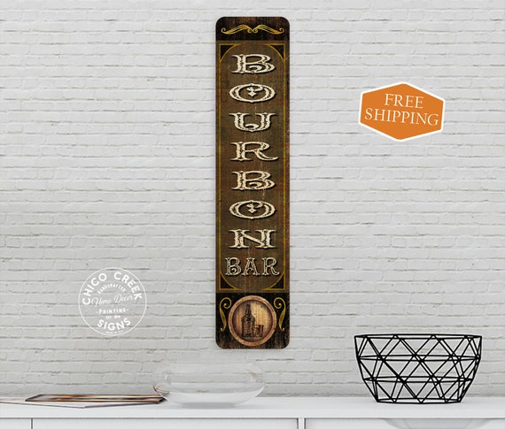Bourbon Bar Sign Pub Tavern Decor Alcohol Whiskey Home Bar | Etsy