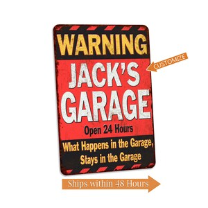Custom Garage Sign Warning Sign Personalized Man Cave Garage Shop Wall ...
