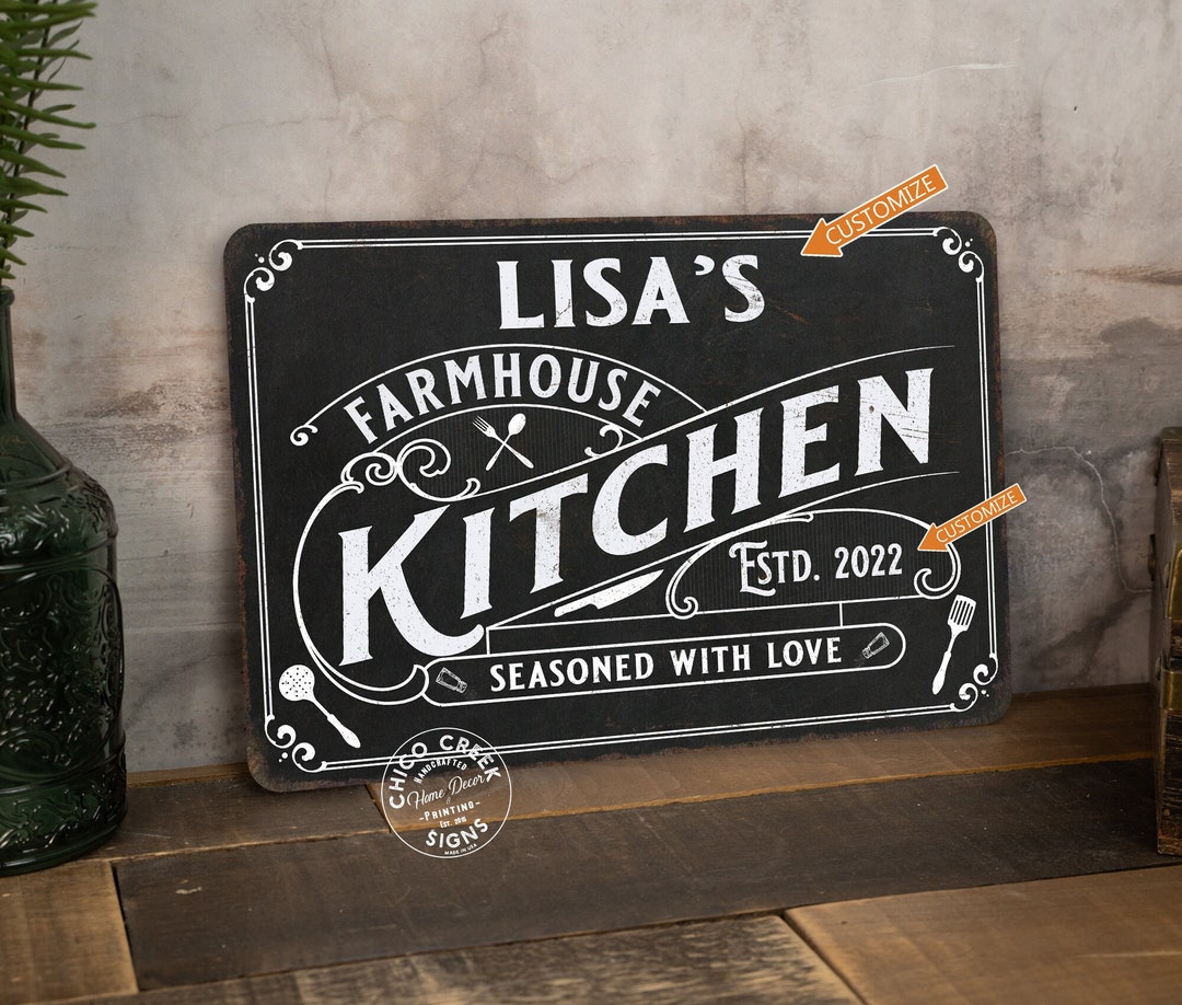 Personalized Farmhouse Kitchen Sign Kitchen Decor Custom Signs Rustic ...