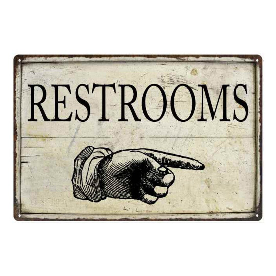 Restrooms Right Sign, Vintage Looking 50's Diner Sign, Restaurant Sign ...
