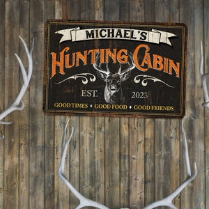 Personalized Hunting Cabin Sign, Cabin Decor, Custom Metal Sign ...