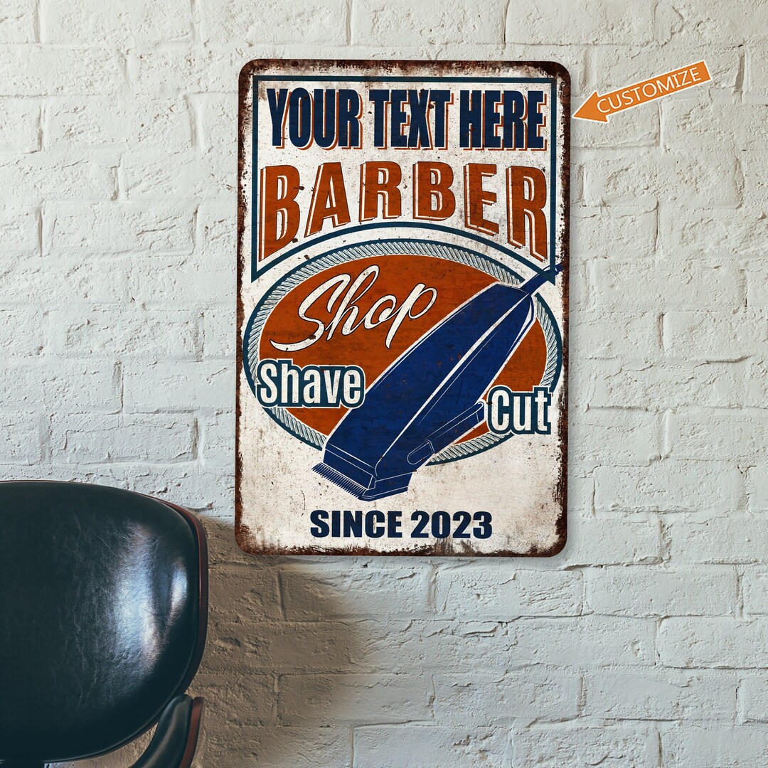 Personalized Barber Shop Sign Barber Pole Sign Shave Cut Haircut Sign ...