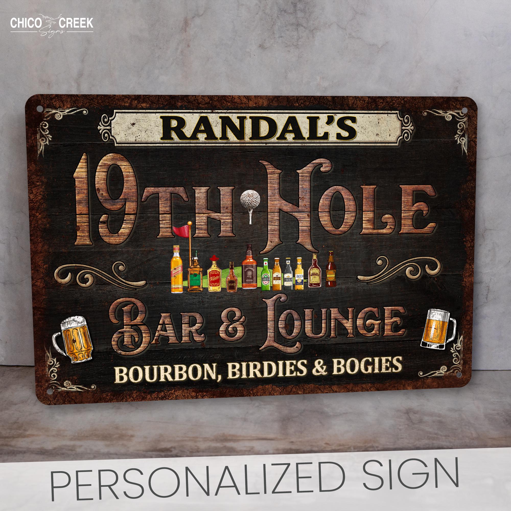 Custom Bar Sign 19th Hole Sign Personalized Gift for Golfer Vintage ...