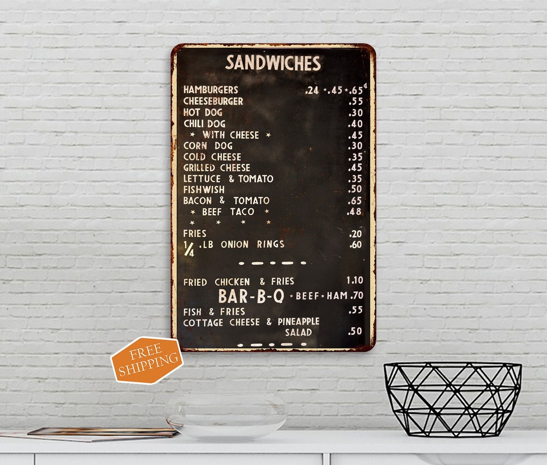 Sandwich Board Sign 1940's Diner Menu Sign Restaurant Decor Diner Signs ...