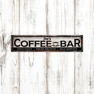 Custom Coffee Bar Decor Sign, Personalized Gift, Kitchen Sign, Cafe ...