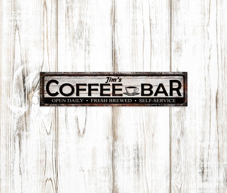 Custom Coffee Bar Decor Sign, Personalized Gift, Kitchen Sign, Cafe ...