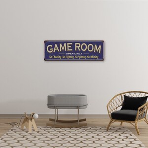 Game Room Sign, Blue Rec Room Sign, Family Card Room Wall Signs, Retro ...