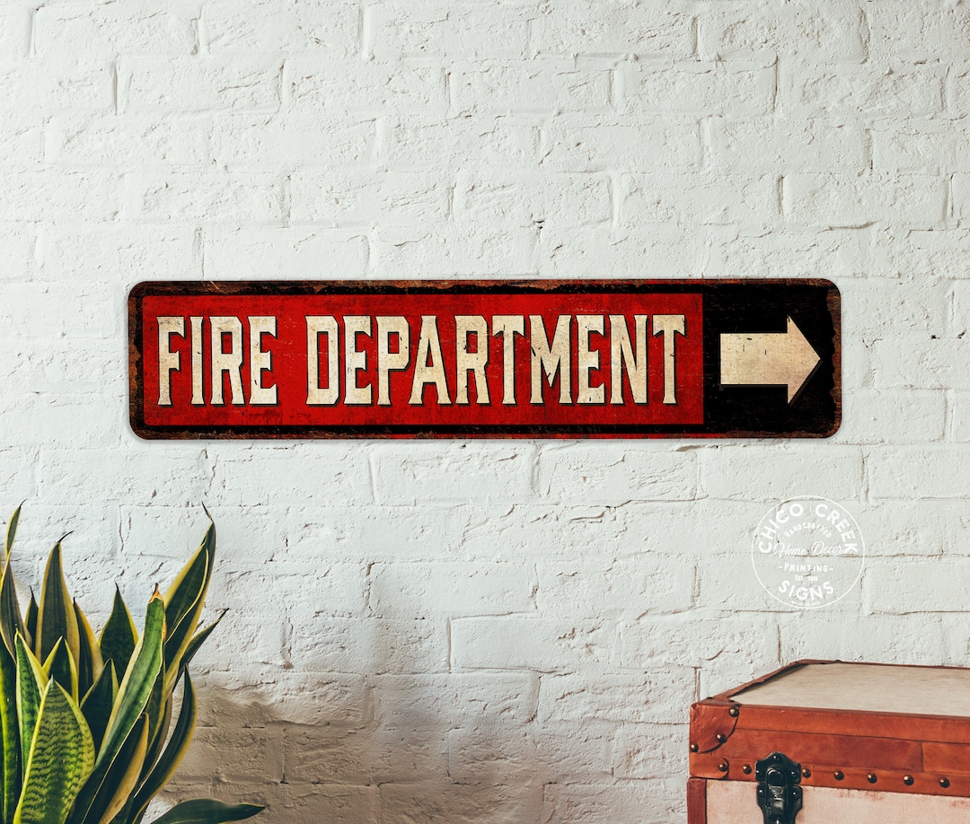 Fire Department Sign Fire Station Decor Firemen First Responder ...