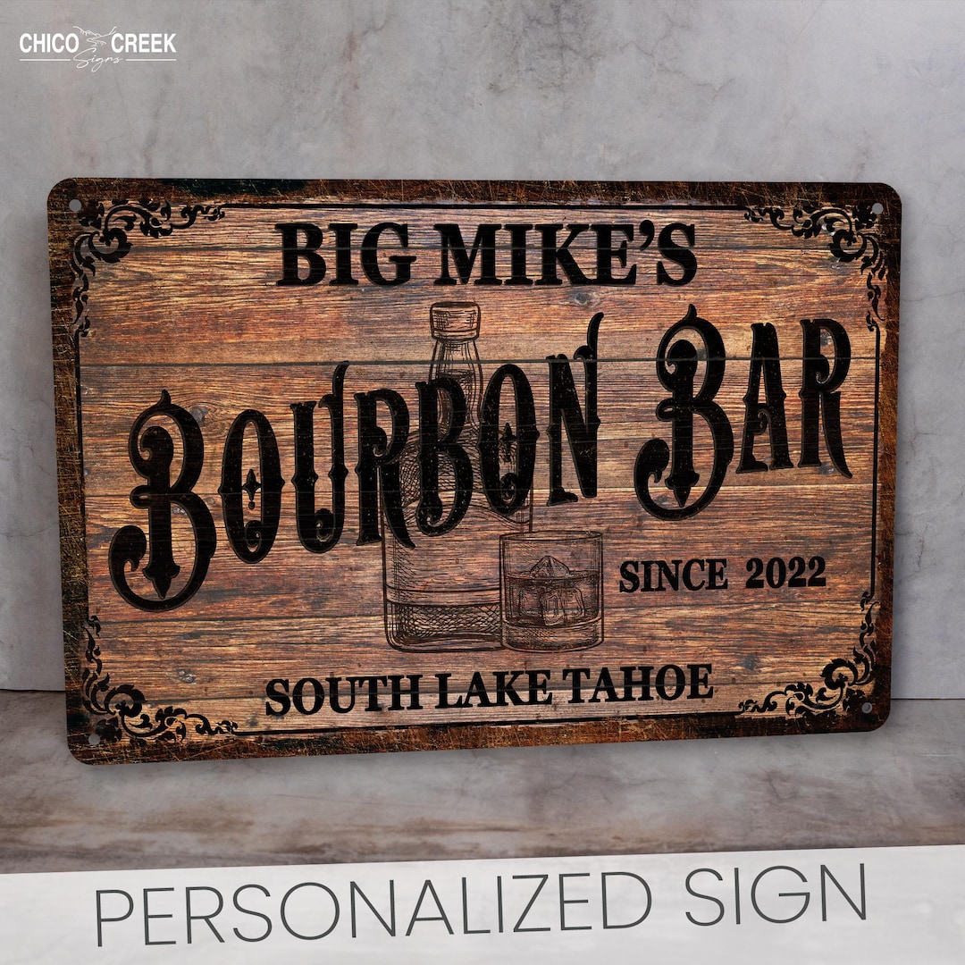 Personalized Bourbon Sign, Bourbon Gift, Bourbon Lover, Custom Bar ...