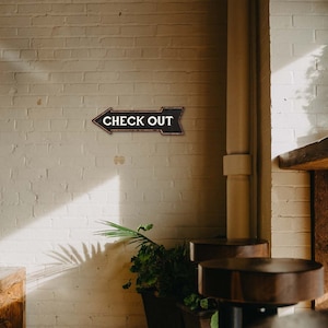 Check Out Sign, Check Out Left Arrow Sign, Vintage Looking Store Shop ...
