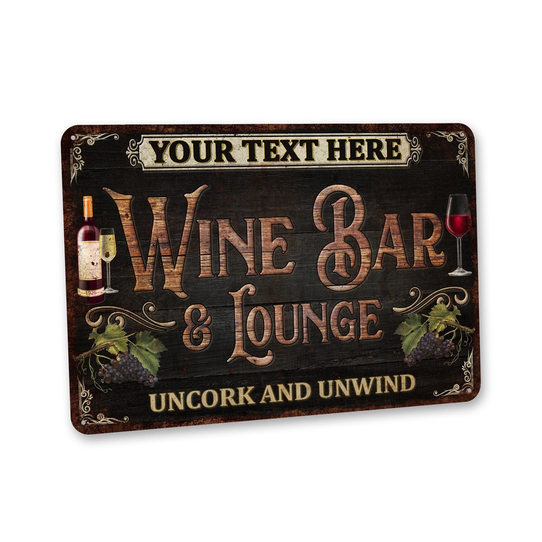 Personalized Wine Bar Sign Wine Bar Decor Basement Wine Lounge She Shed ...