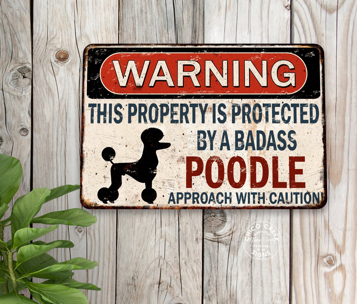Warning Poodle Sign Pet Dog Sign Funny Dog Gift Rustic Pet Decor French ...