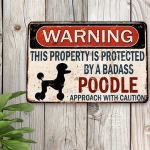 Warning Poodle Sign Pet Dog Sign Funny Dog Gift Rustic Pet Decor French ...