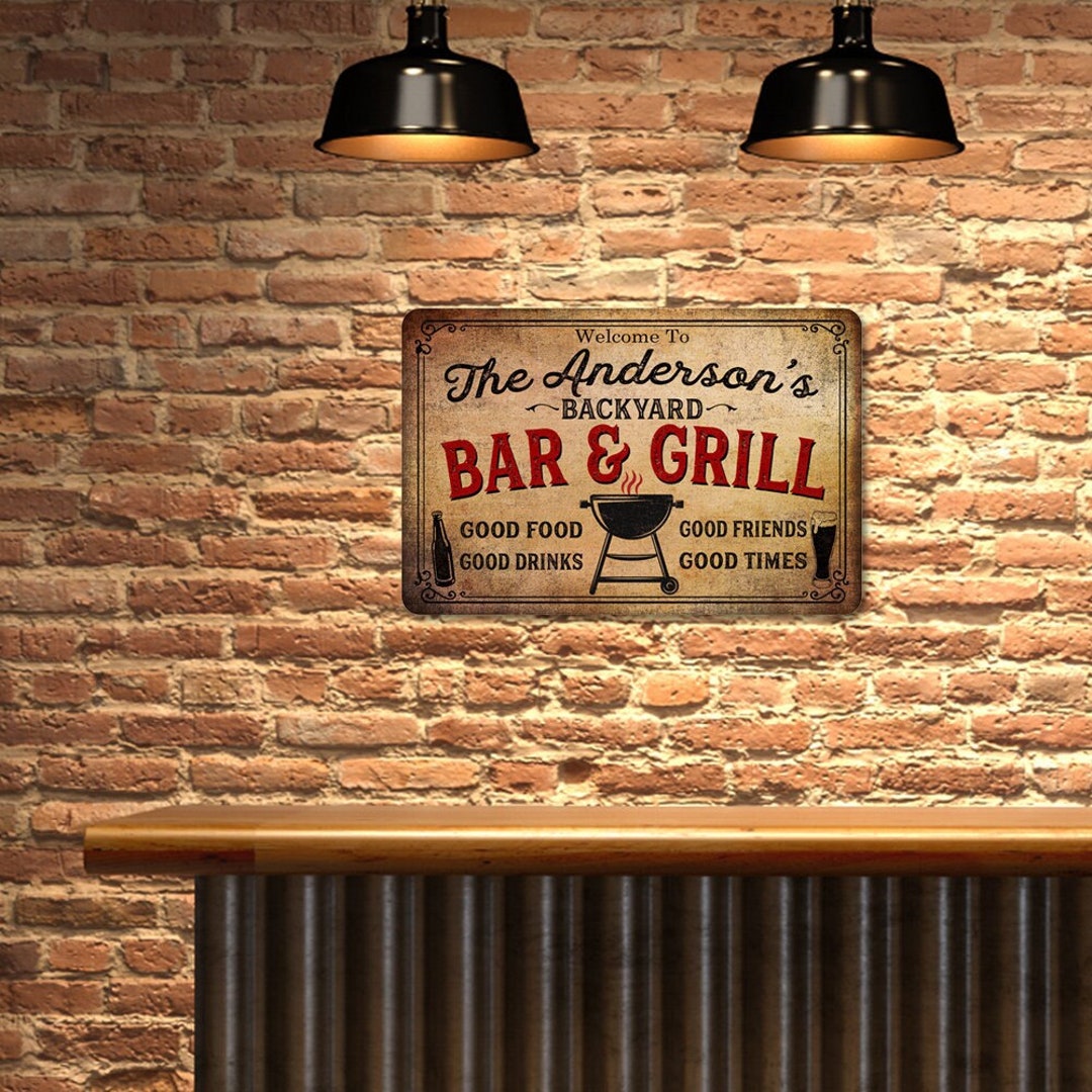 Personalized Backyard Bar and Grill Sign, Backyard Decor, Patio BBQ ...