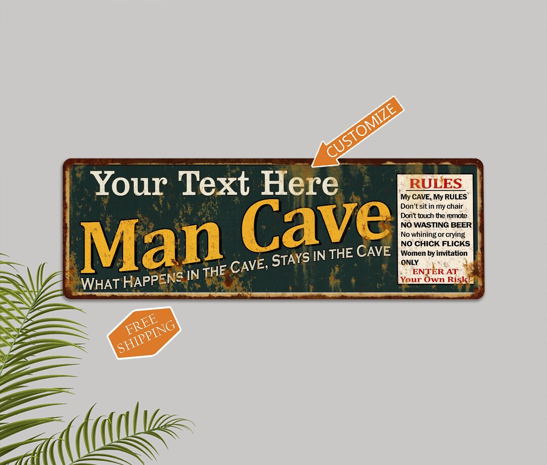 Personalized Man Cave Sign, Garage Den Decor, Accessories Mancave ...