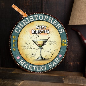 Personalized Martini Bar Sign, Home Bar Decor, Bar Decorations, Custom ...