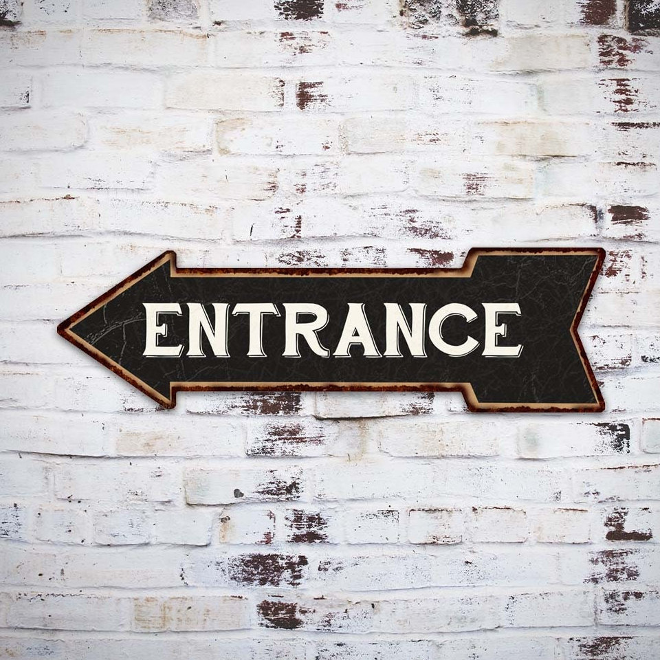 Entrance Sign, Entrance Left Arrow Sign, Vintage Looking Plaque ...