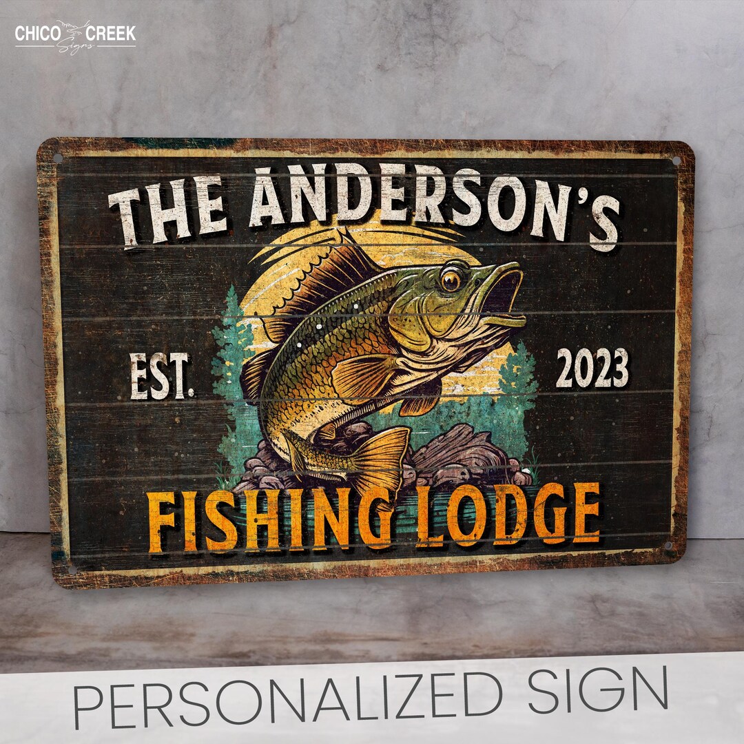 Custom Fishing Sign, Fishing Gifts for Men, Gift for Him, Lodge Decor ...