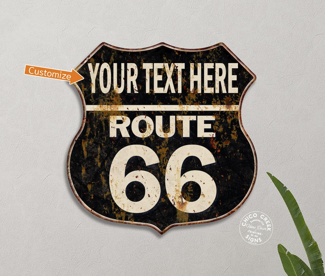 Personalized Route 66 Sign, Shield Road Sign, Man Cave Decor, Garage ...
