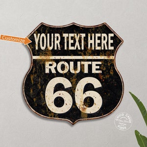 Personalized Route 66 Sign, Shield Road Sign, Man Cave Decor, Garage ...