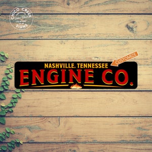 Custom Fire Engine Sign, Firefighter Sign, Patriotic Decor, Gift for ...