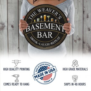 Custom Basement Bar Sign Wood Personalized Sign Home Bar Decor Man Cave ...