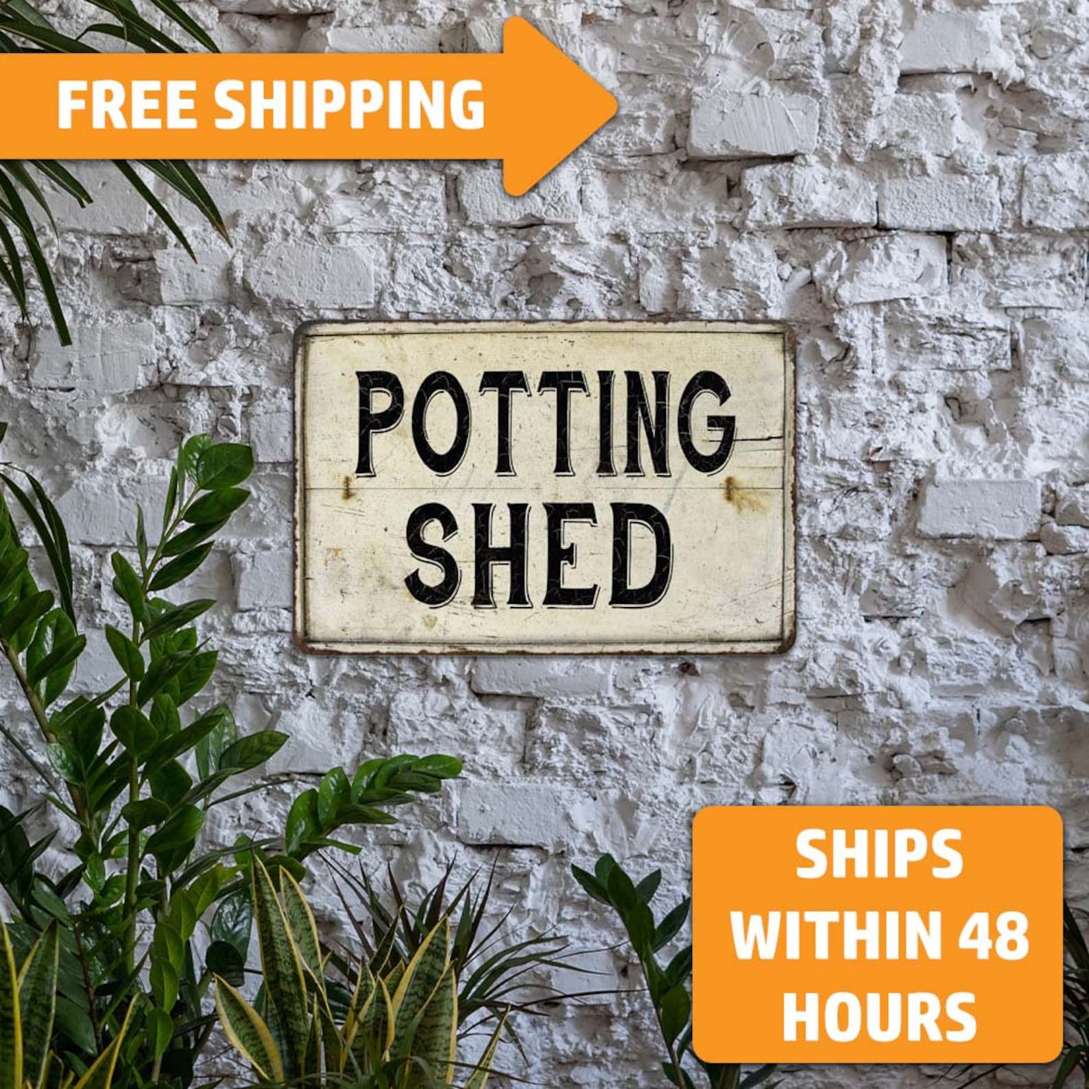 Potting Shed Garden Sign Vintage Look Chic Garden Patio - Etsy
