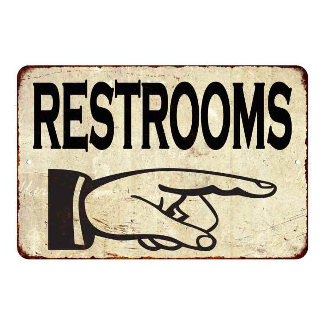 Restrooms Sign, Bathroom Arrow Right Vintage Looking Reproduction Sign ...