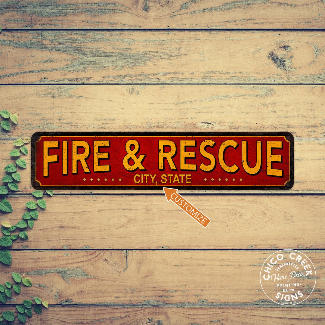 Custom Fire & Rescue Sign, Patriotic Decor, Gift for Fireman, Honor ...