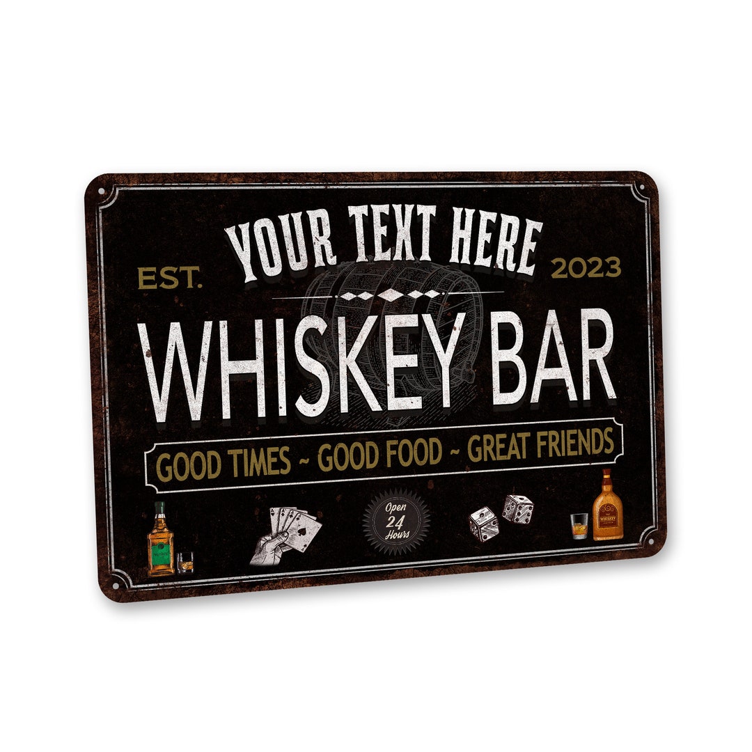 Personalized Metal Bar Sign Custom Whiskey Bar Sign Custom Metal Wall ...