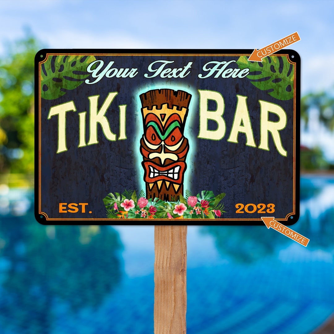 Tiki Bar Sign Beach Sign Custom Name Beach House Décor Backyard Art ...