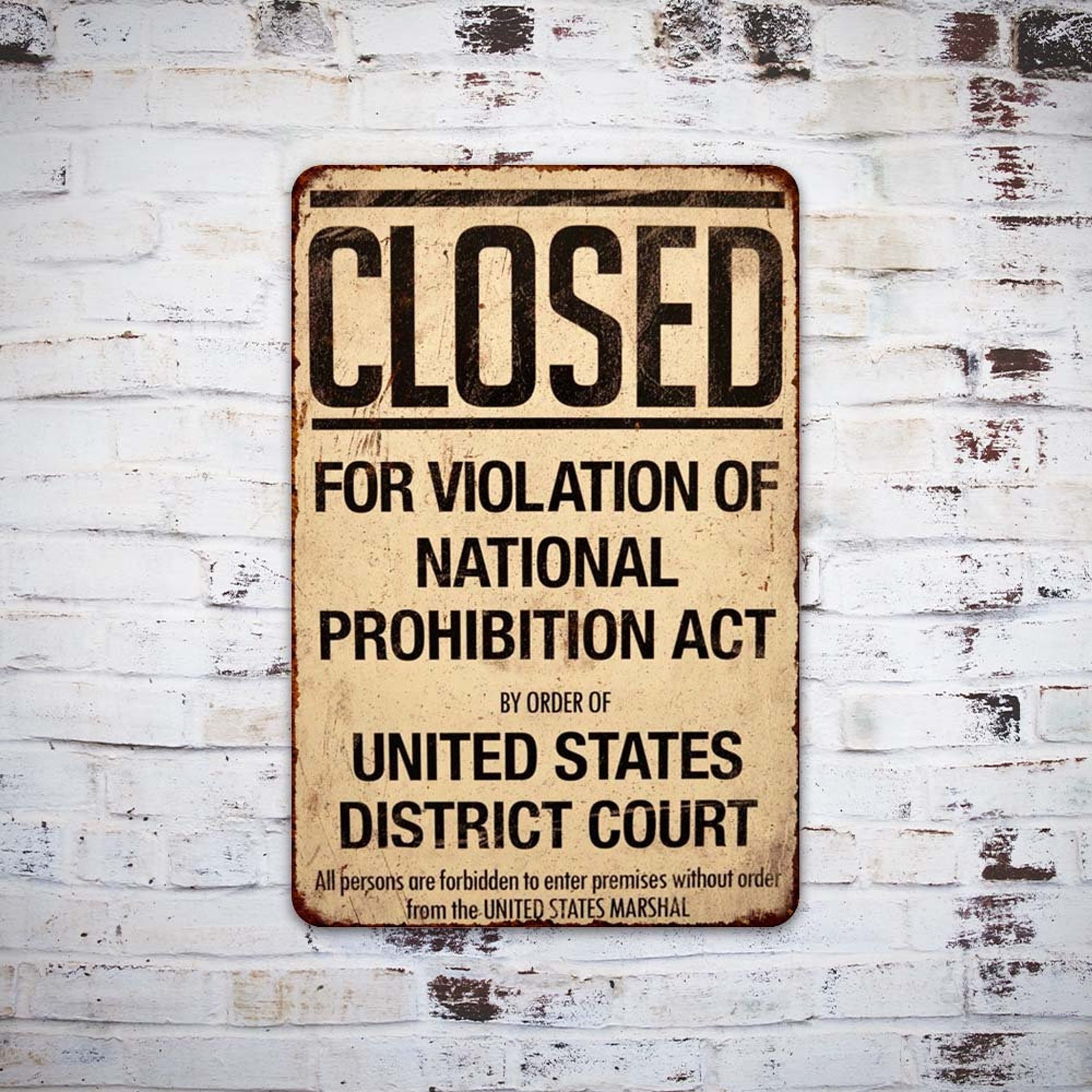 Home Bar Sign, Closed for Prohibition, Speakeasy Decor, Alcohol Sign ...
