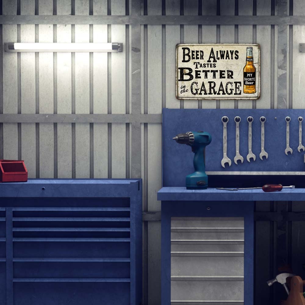 Beer Tastes Better in the Garage Sign Vintage Look Chic - Etsy